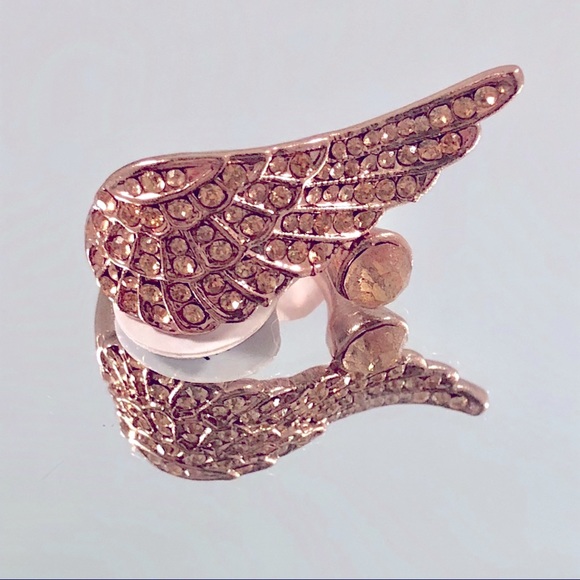Jewelry | Rose Gold Rhinestones Wing Ring | Poshmark